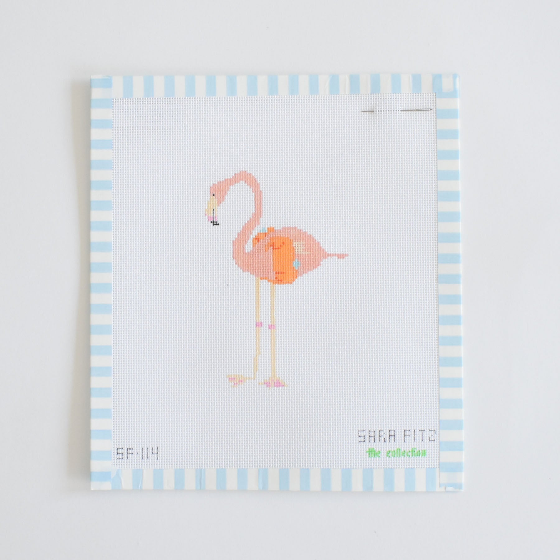 Sara Fitz Flamingo Needlepoint Kit Ready to Stitch