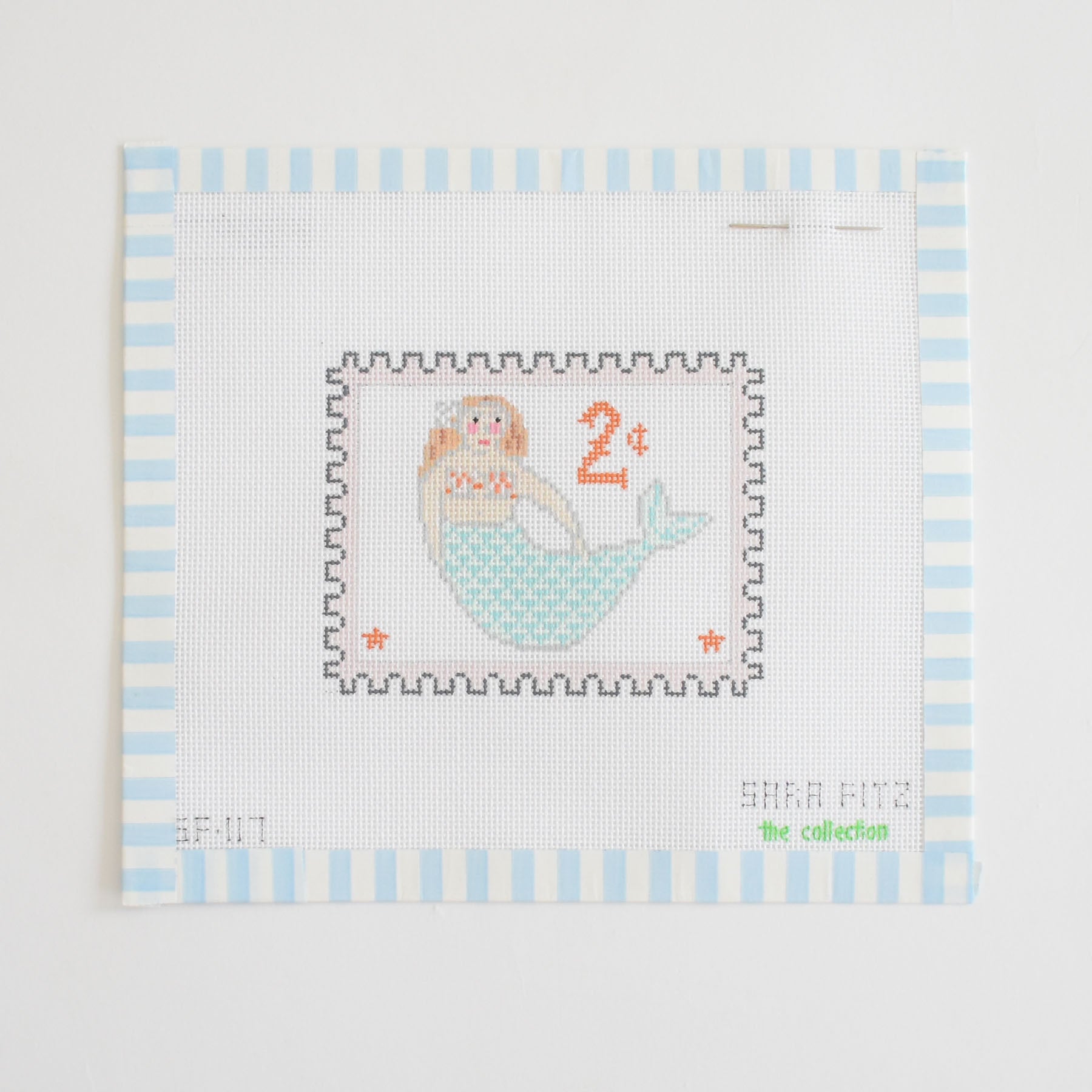 Sara Fitz Mermaid Stamp Needlepoint Kit Quick Finish