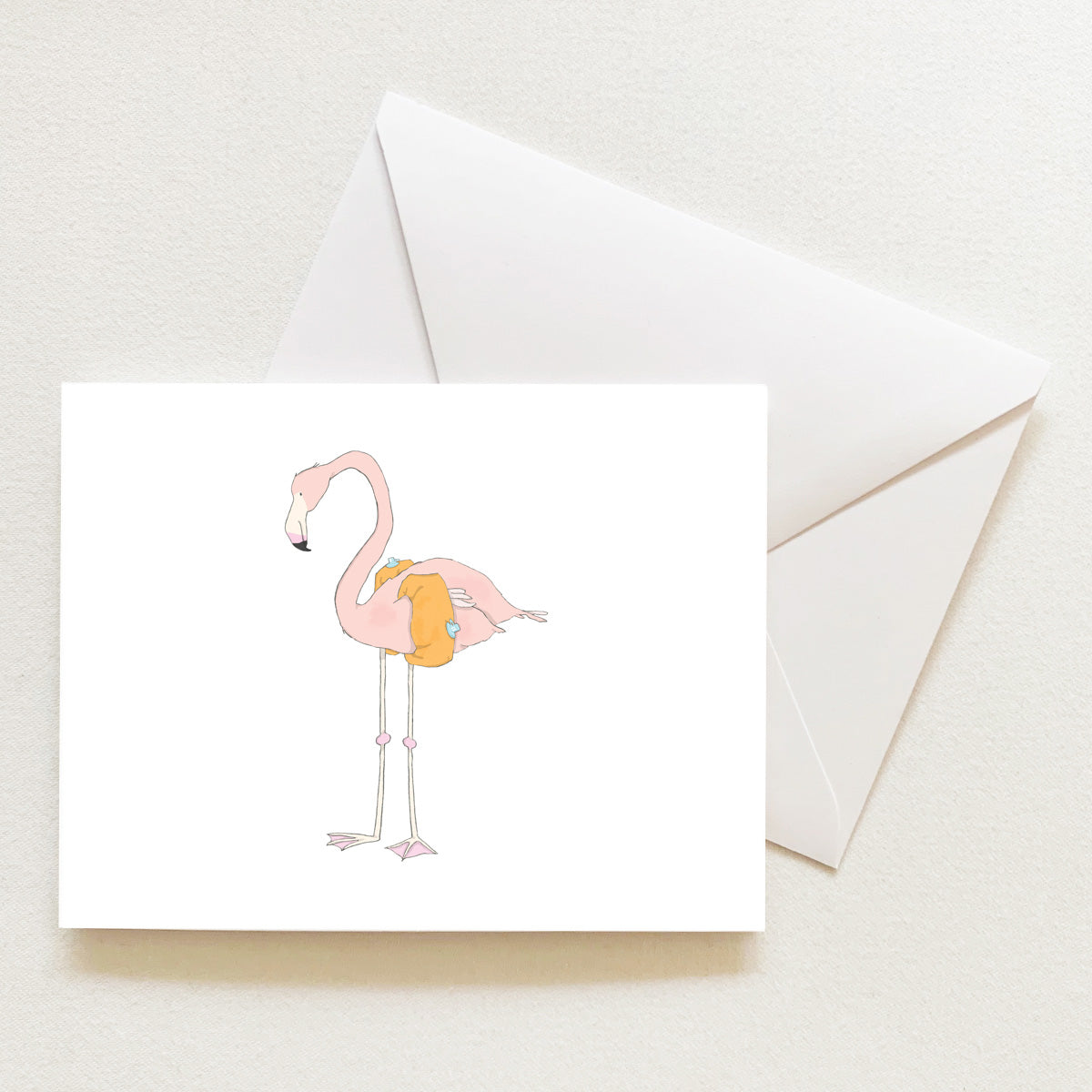Sara Fitz Flamingo Note Card Blank Inside