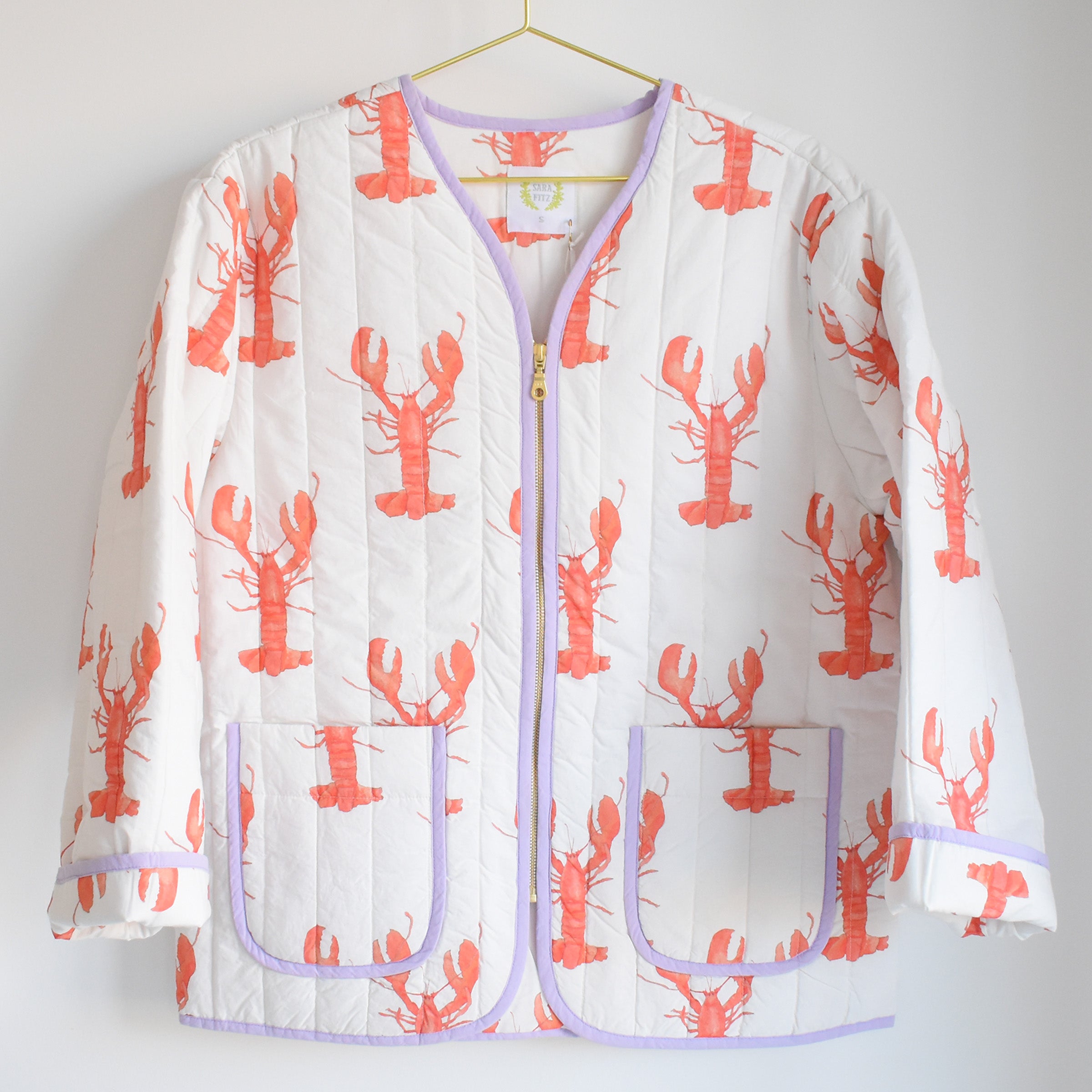 Sara Fitz Lobster Quilted Jacket Midweight Cotton