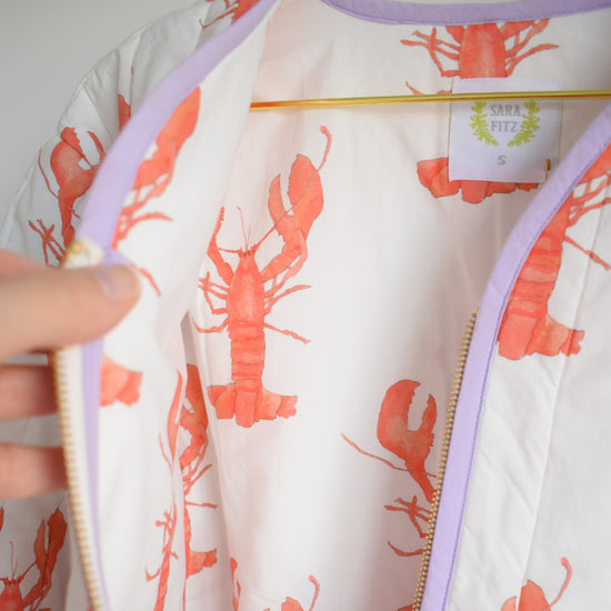 Sara Fitz Lobster Quilted Jacket Midweight Cotton
