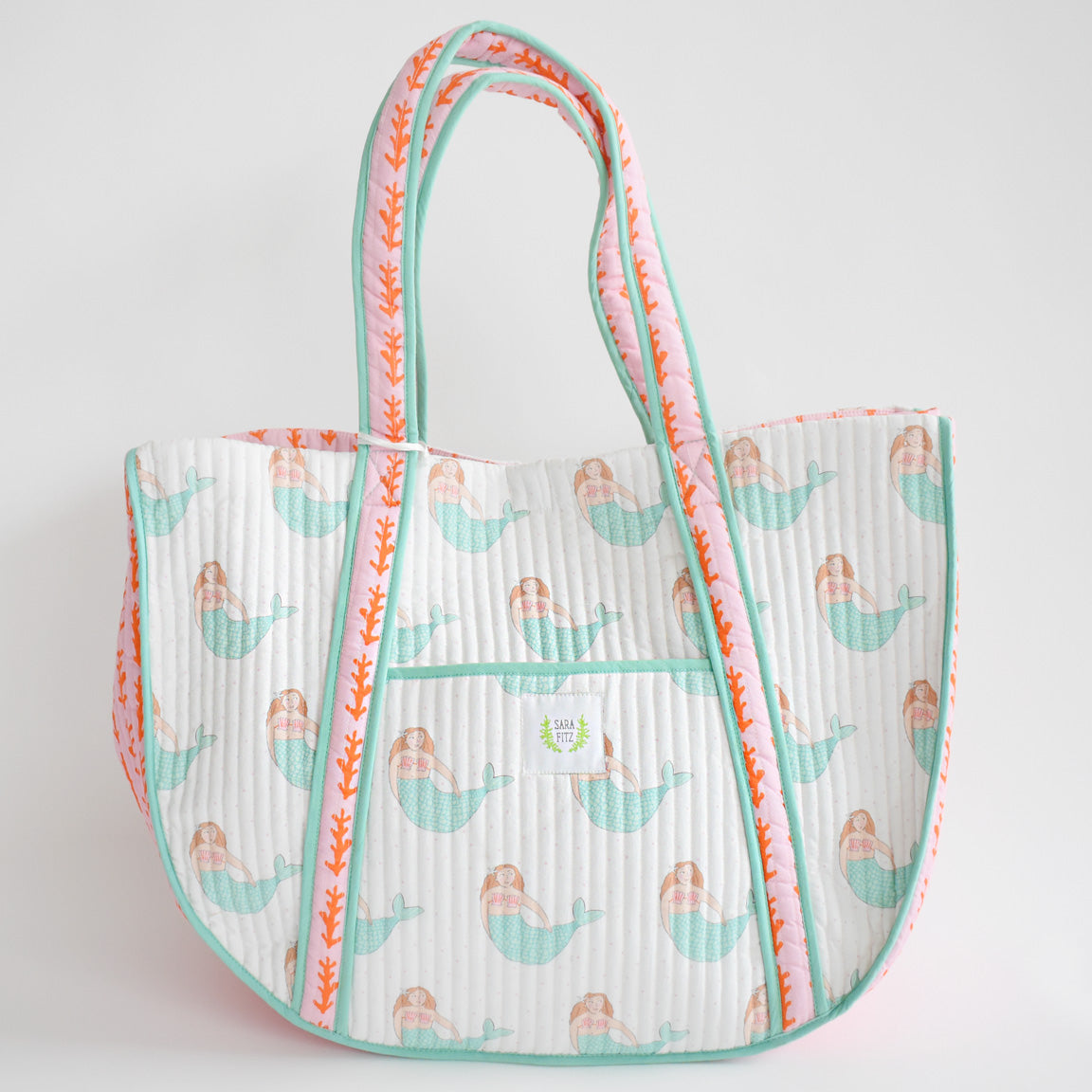 Sara Fitz Expandable Tote Mermaid Print Beach Bag