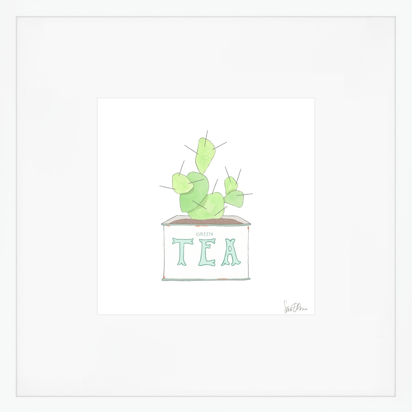 Tea Tin, Green Art Print – Sara Fitz