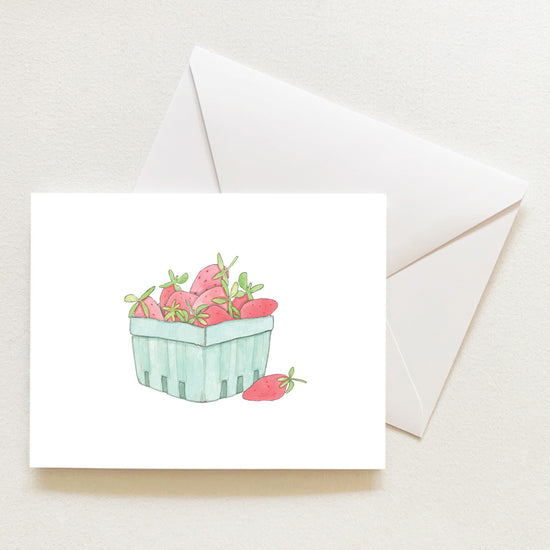 Strawberry Basket Note Card by Sara Fitz